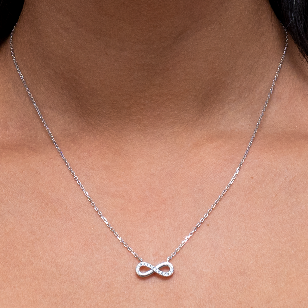 INFINITY STONED SILVER NECKLACE – Marly Silver