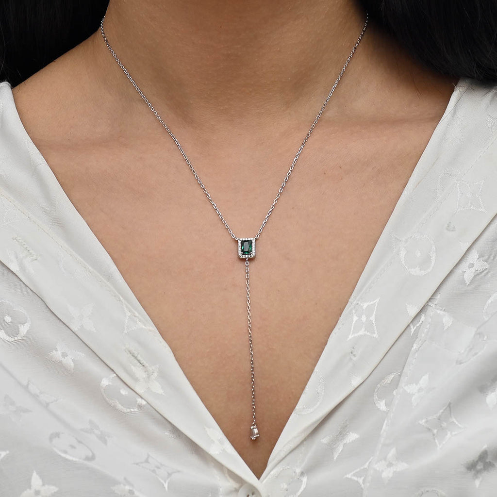 RADIANT GREEN STONED SILVER NECKLACE – Marly Silver