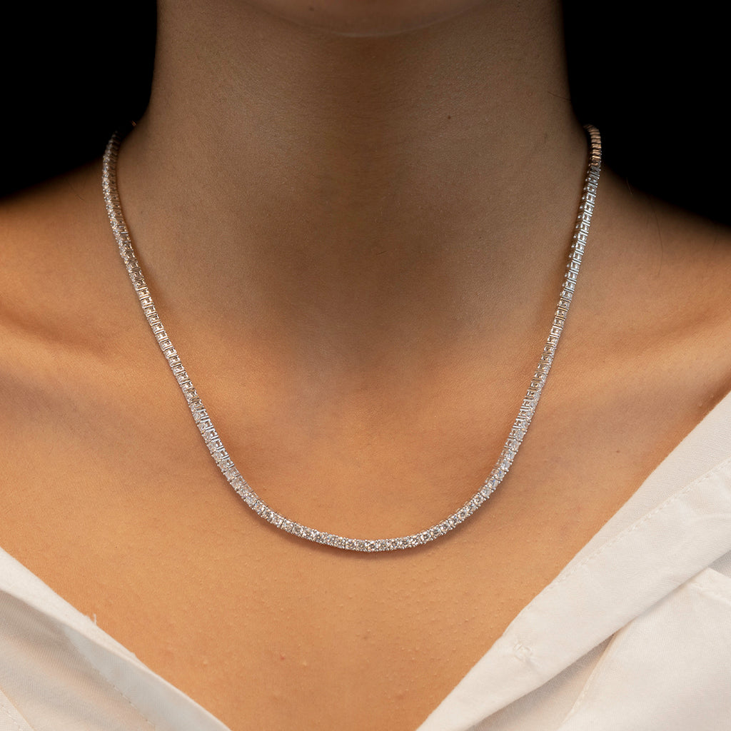 FULL ROUND TENNIS SILVER NECKLACE – Marly Silver