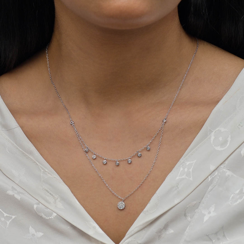 ELEGANT DOUBLE LAYERED SILVER NECKLACE – Marly Silver
