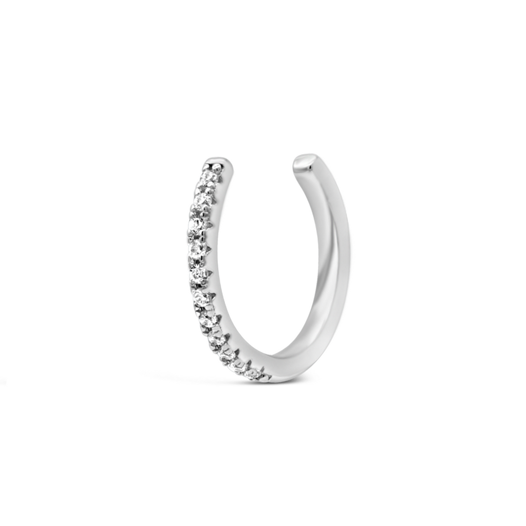SIMPLE ROUND STONED CUFF SILVER PIERCING – Marly Silver